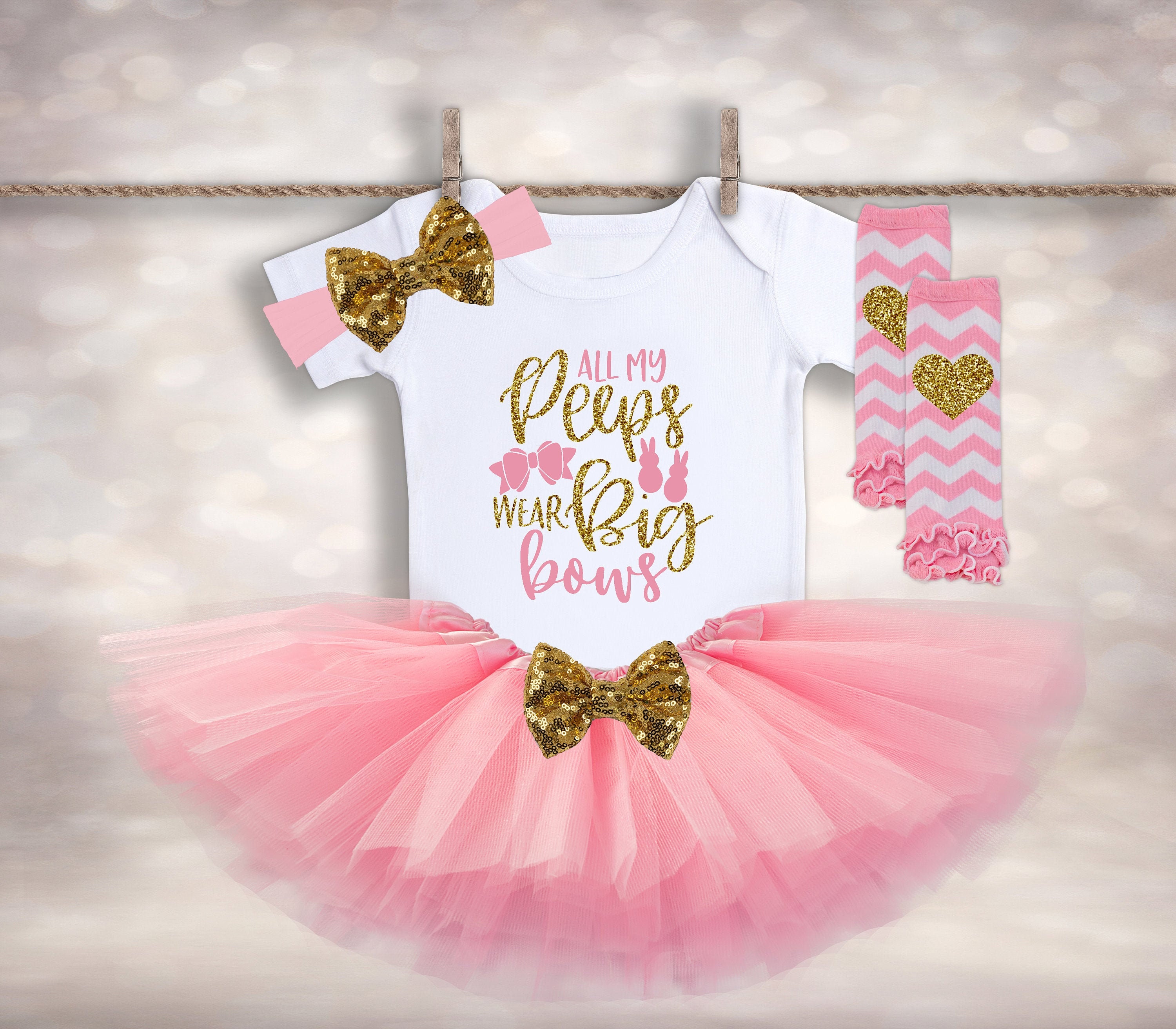All My Peeps Wear Big Bows - Tutu Easter Outfit - 1st Easter Outfit ...