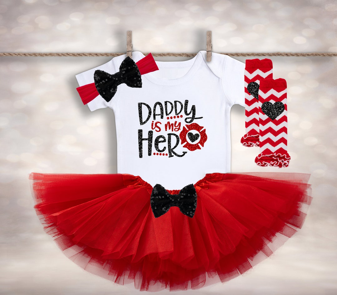 Daddy is My Hero - Fireman Tutu Outfit - Firefighter Baby - Baby Girl ...