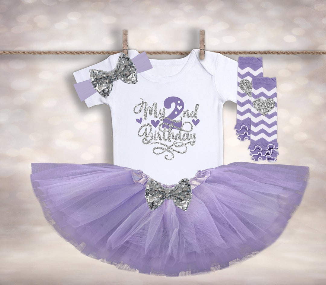 My Second Birthday Outfit - Cake Smash Outfit - Purple Silver Birthday ...
