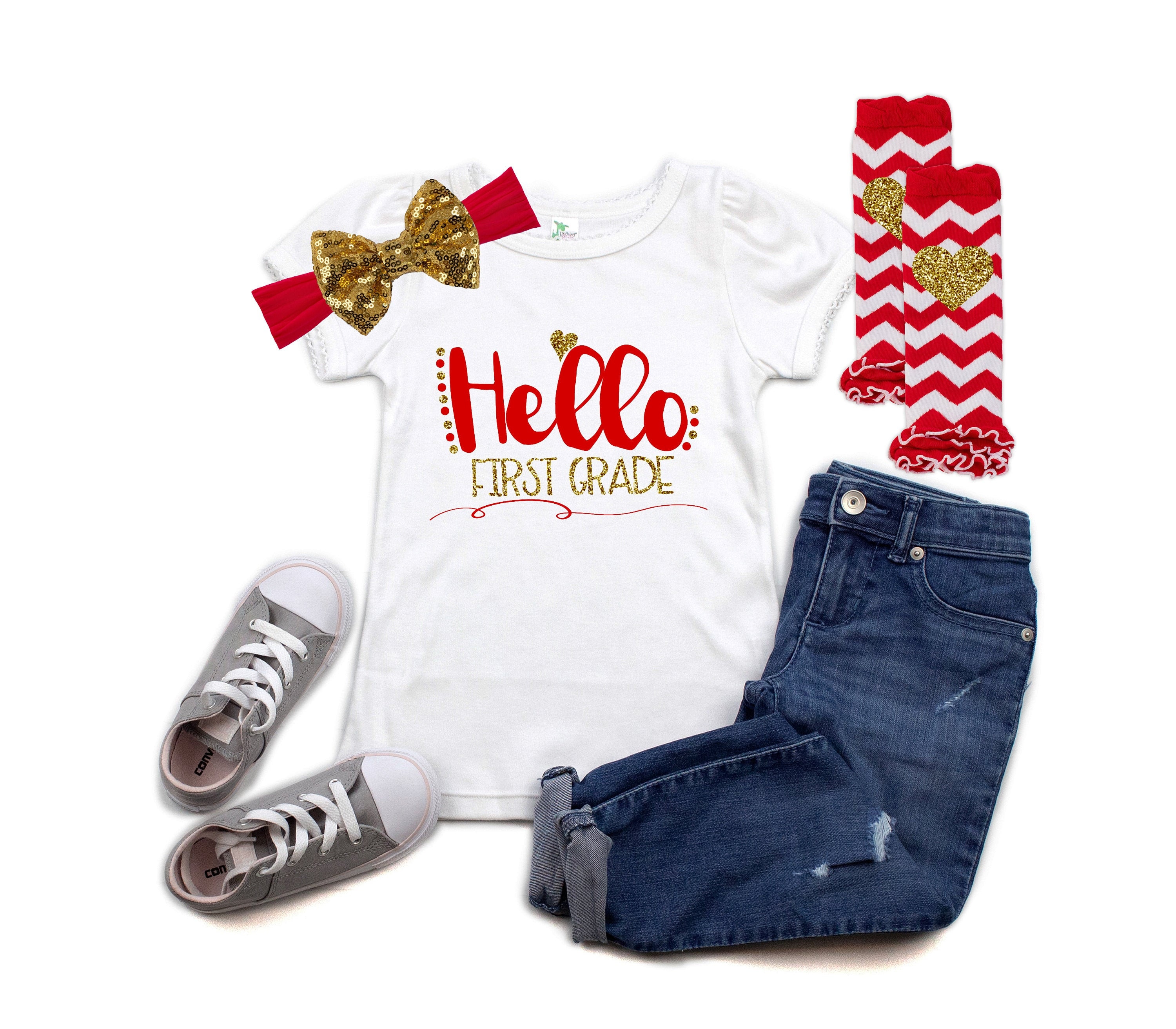 Hello 1st Grade - 1st Grade Outfit - First Grade Outfit - 1st Grade ...
