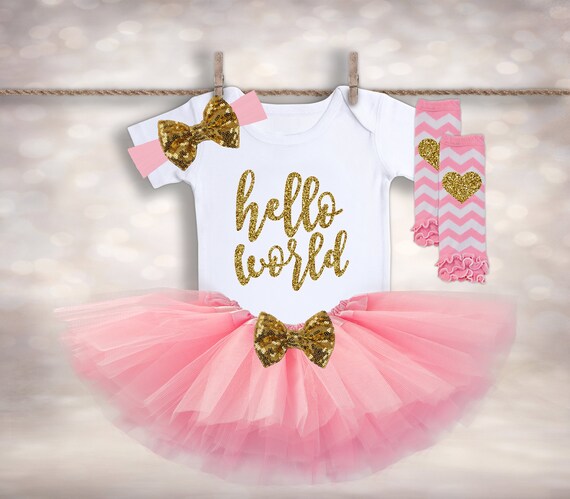 Newborn Hello World Outfit Baby Shower Gift Newborn Tutu | Etsy
