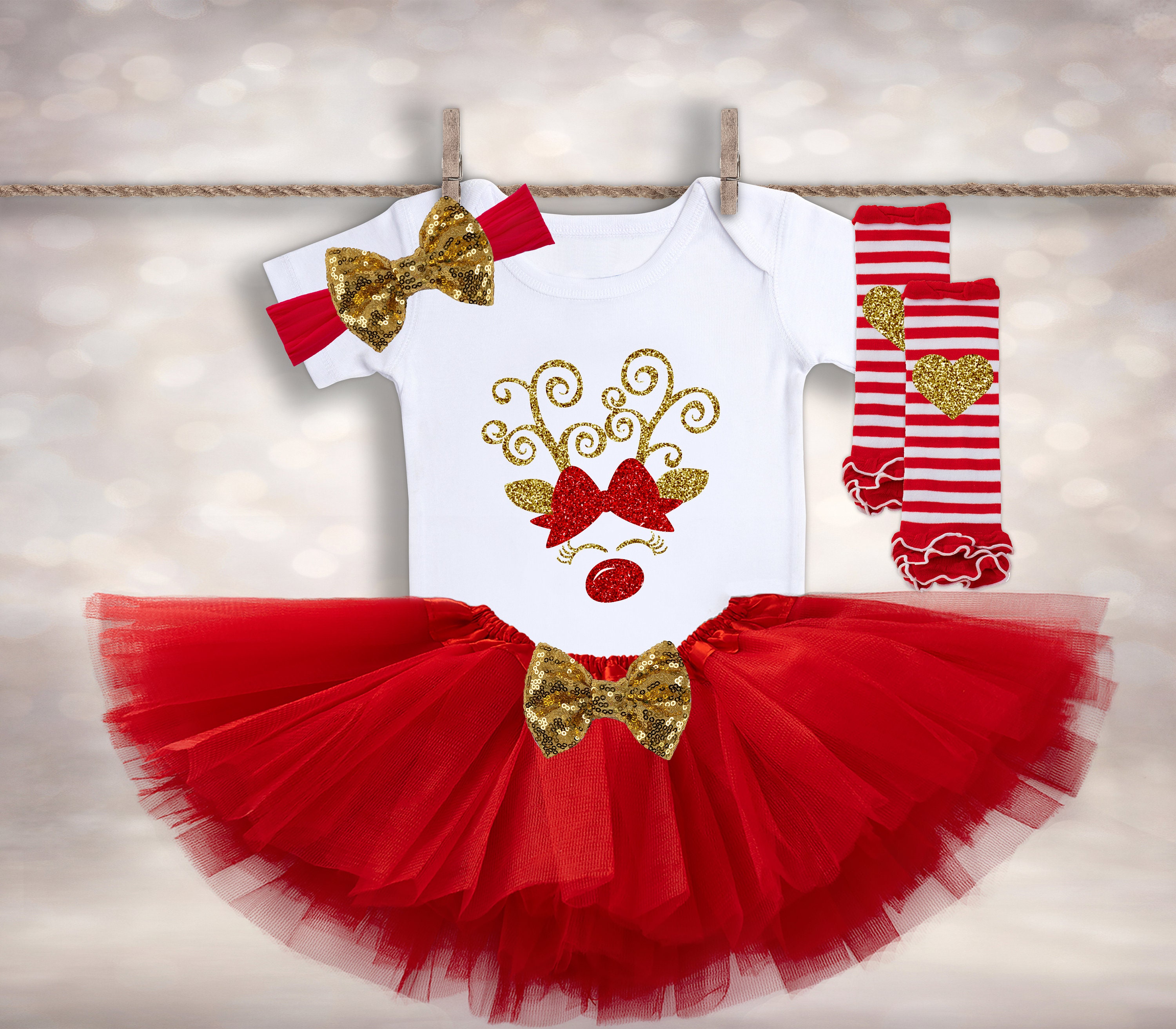 Rudolph Christmas Shirt Baby Tutu Outfit My First - Etsy España