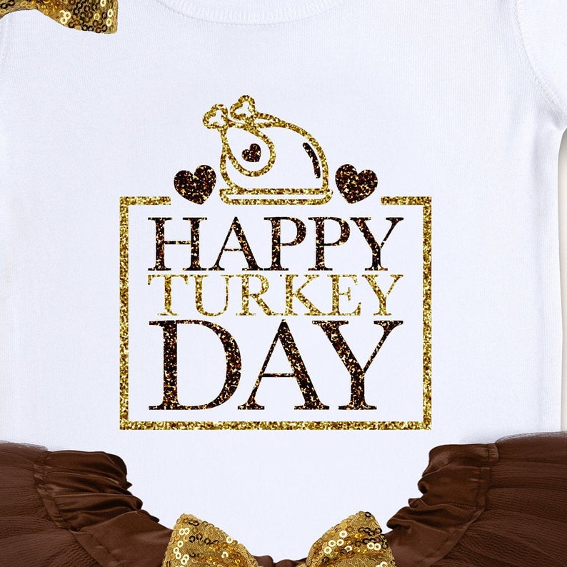 Happy Turkey Day - Girls Thanksgiving Shirt - Babys 1st Thanksgiving ...