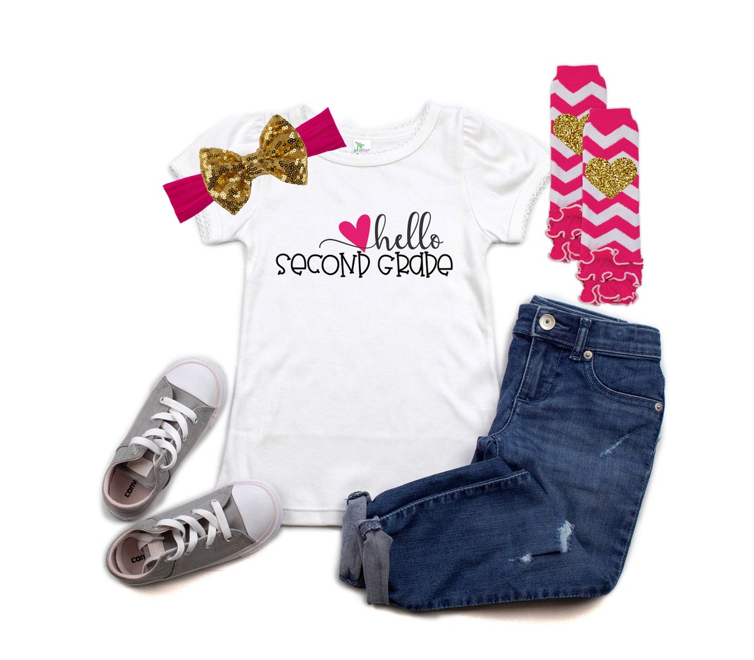 Hello 2nd Grade Shirt Second Grade Outfit Girls School Shirt Grade ...