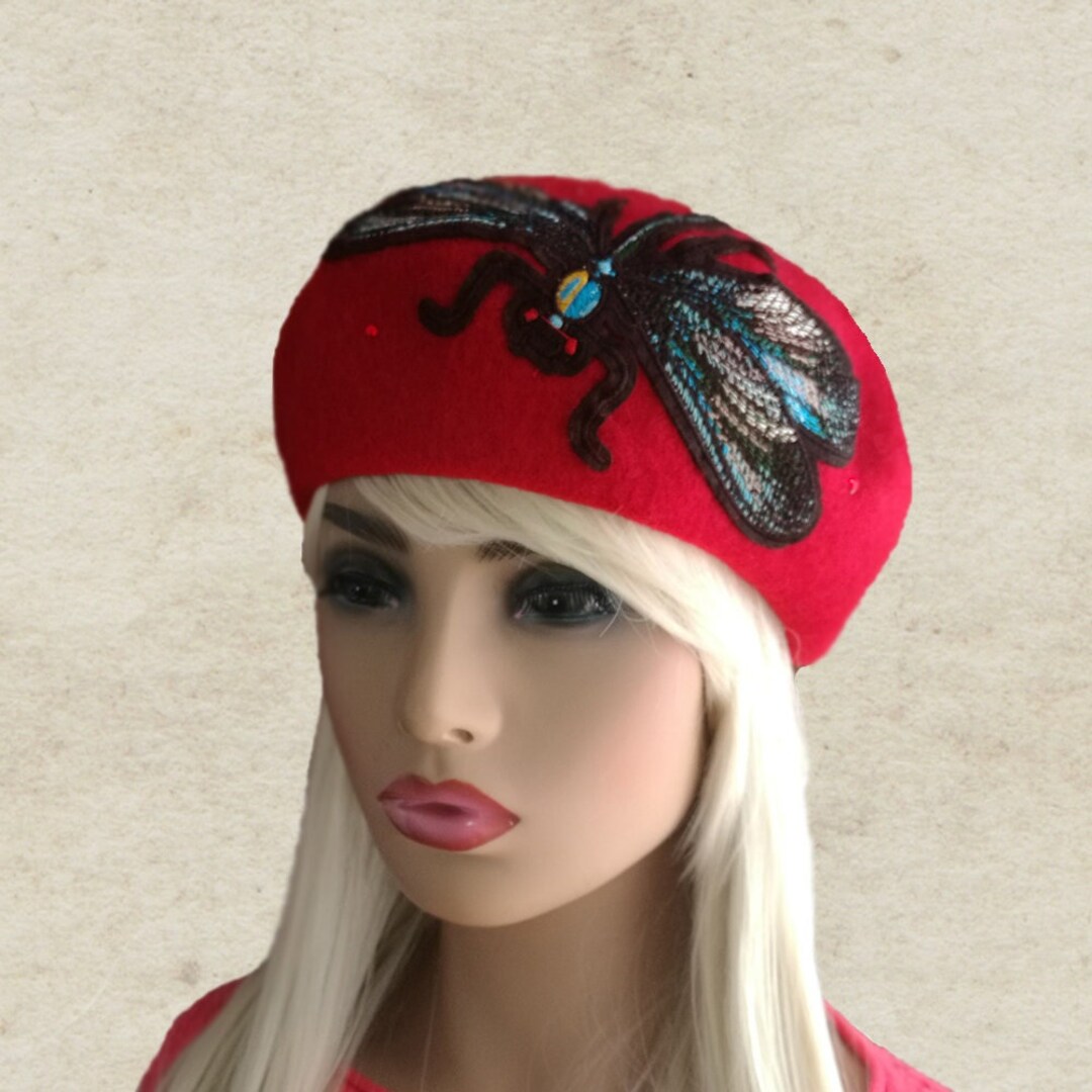 Red Felted Beret, Red Women's Beret, Felted Wool Beret, French Wool ...