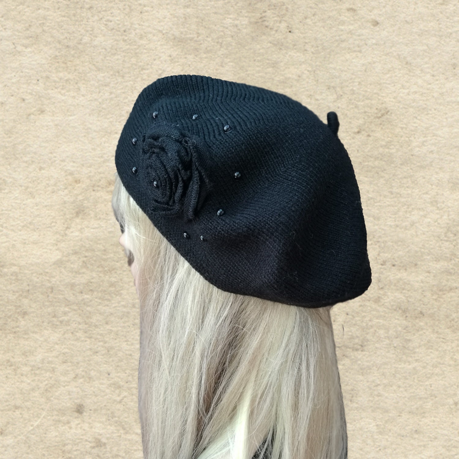 Black Winter Beret, Womens Wool Beret, Women's Warm Beret, Beret for ...