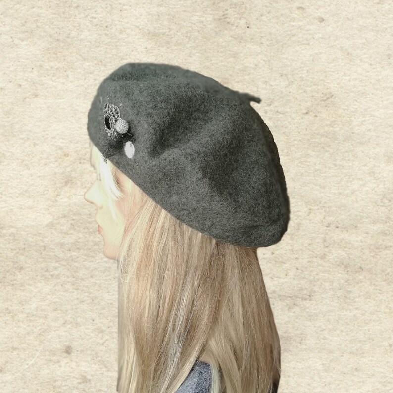 Felt Beret Hat Women's Felted Beret Gray Wool Beret - Etsy