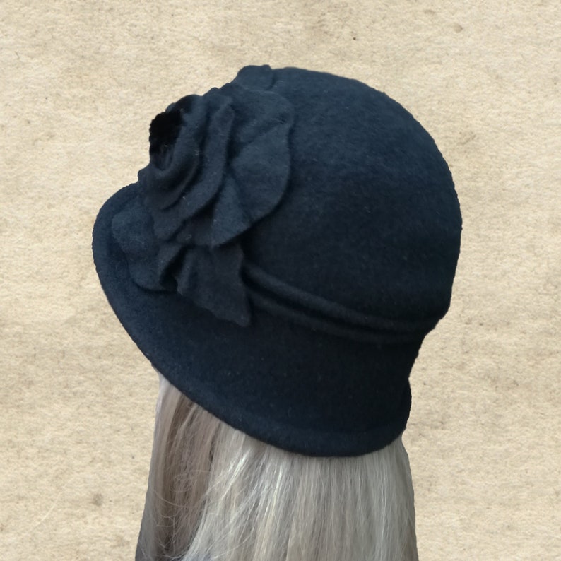Women's Winter Hat Black Cloche Hats Winter Felted Hat | Etsy