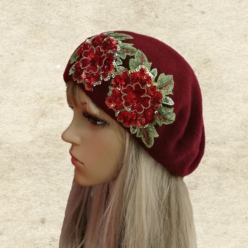 French Felt Beret, Felted Wool Beret, Blue Womens Beret, Wool Felt ...