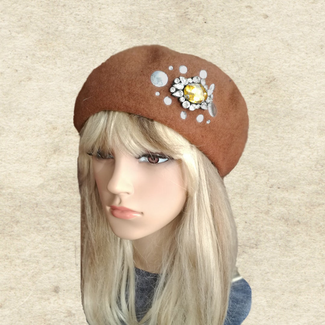 Felt French Beret, Wool Winter Beret, Womans Wool Beret, Felt Women's ...