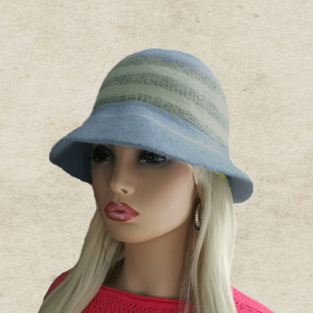 Cloche-wintermuts, damesmuts, wollen cloche-hoed, vilten wollen hoed ...