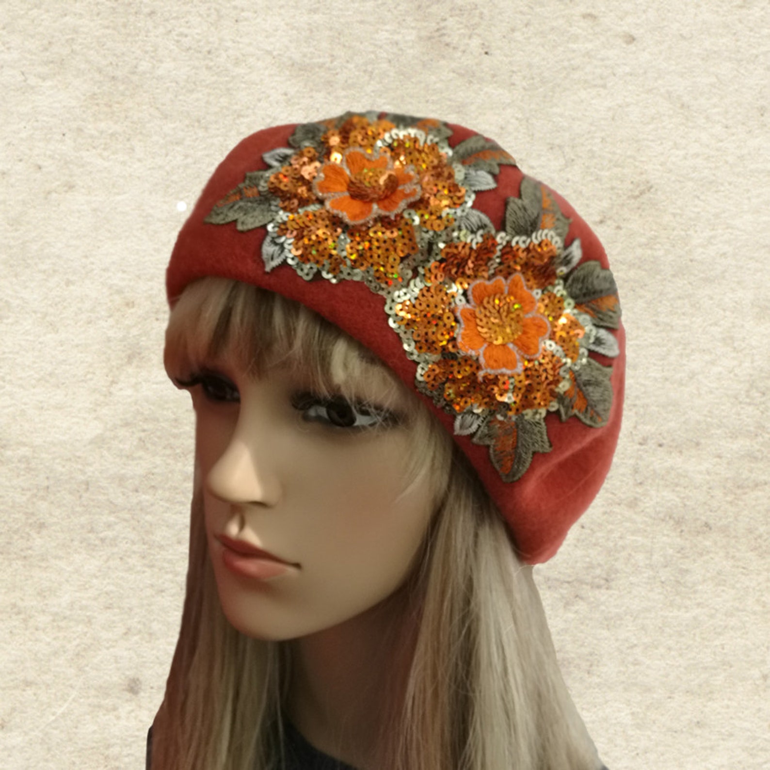 French Felt Beret, Felted Wool Beret, Blue Womens Beret, Wool Felt ...