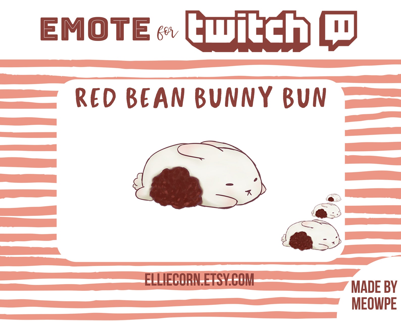 Twitch Emote Cute Red Bean Bunny Bun - Etsy