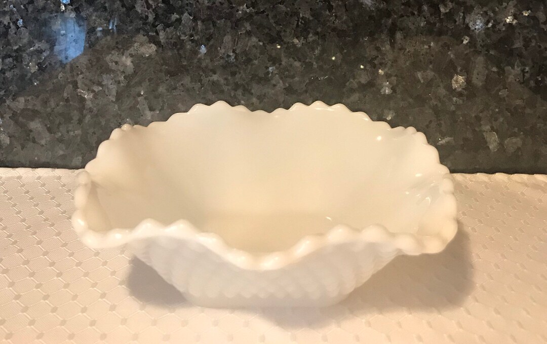 Milk Glass Diamond Pattern Bowl by Smith Glass - Etsy