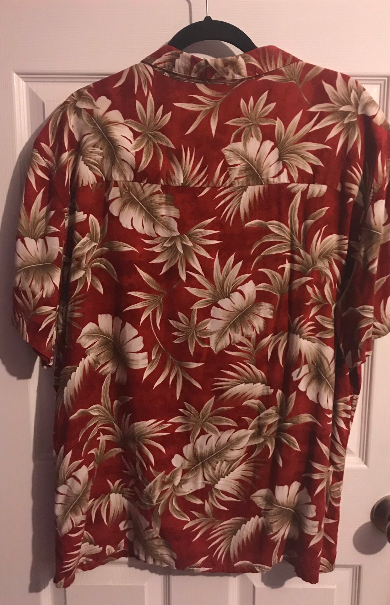 Island Shores Mens Red Hawaiian Shirt