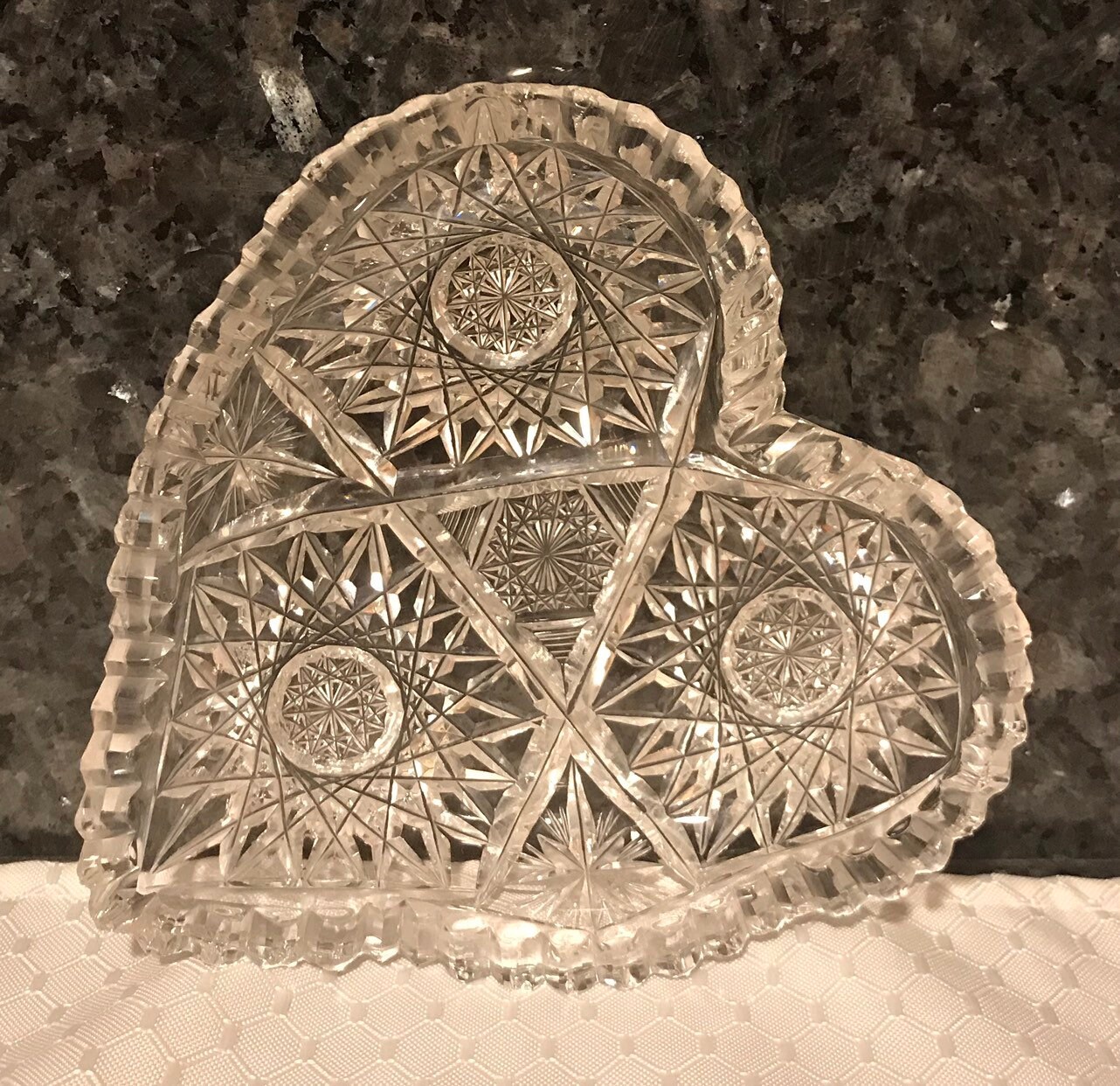 Cut Glass Vintage Heart Ashtray