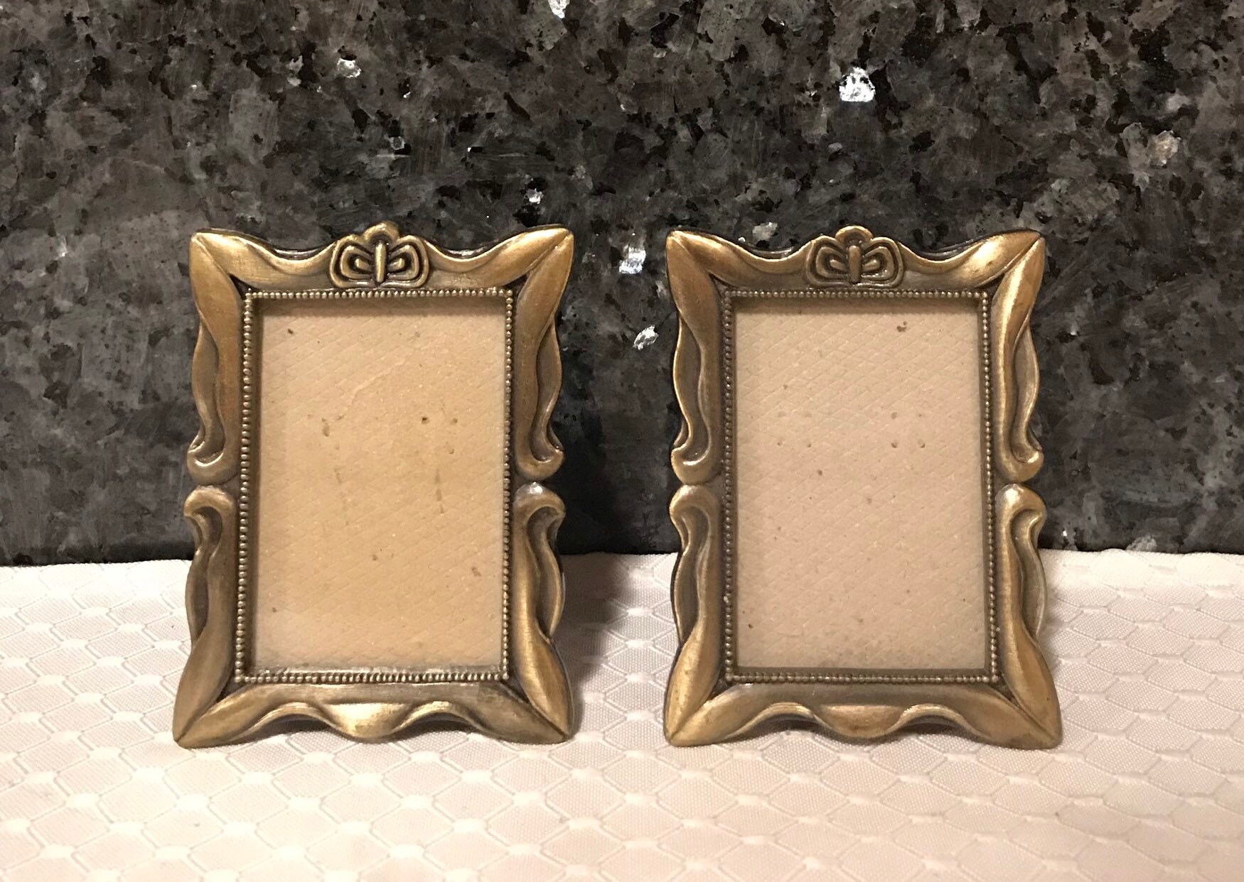 Vintage Metal Gold Square Frames Set of 2