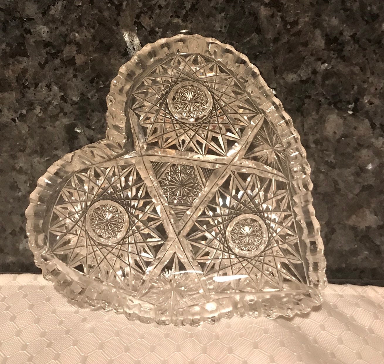 Cut Glass Vintage Heart Ashtray
