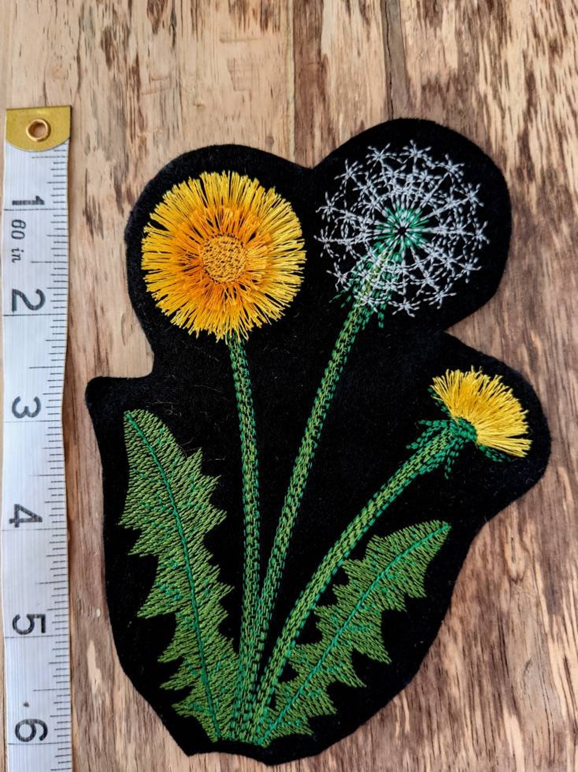 Embroidered Dandelion Applique Patch With Fringe: Nature-inspired Decor ...
