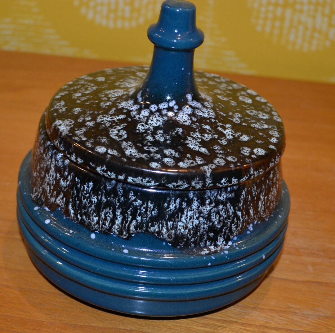 Vintage Ceramic Lidded Box 70s Green/blue Mid Century Retro - Etsy