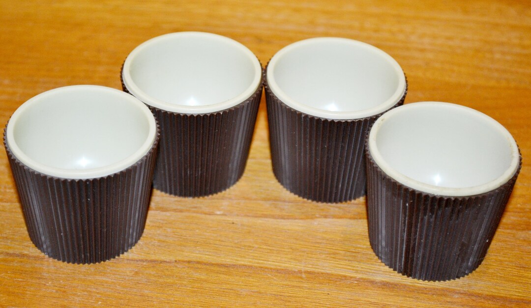 Vintage Plastic Egg Cups Brown/beige Egg Cups Seventies 50s Retro Mid ...