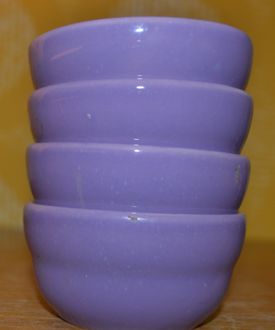 4x Vintage Offering Bowls Set 70s Purple Ceramic Porcelain Retro Mid ...