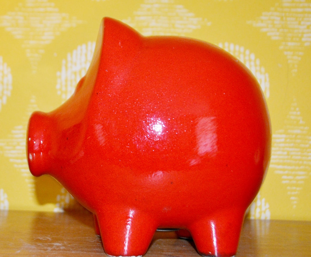 Vintage Money Box Red Ceramic Seventies 70s Mid Century Retro Space Age ...