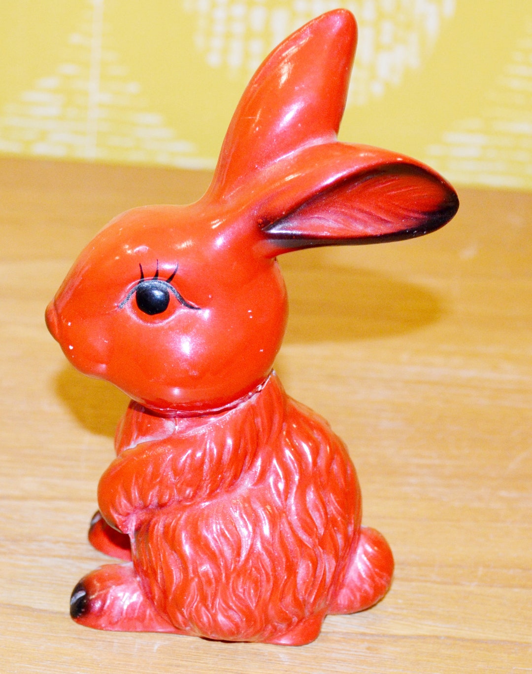 Vintage Ceramic Figure Red Rabbit 70s Retro Shabby Chic Country Style ...