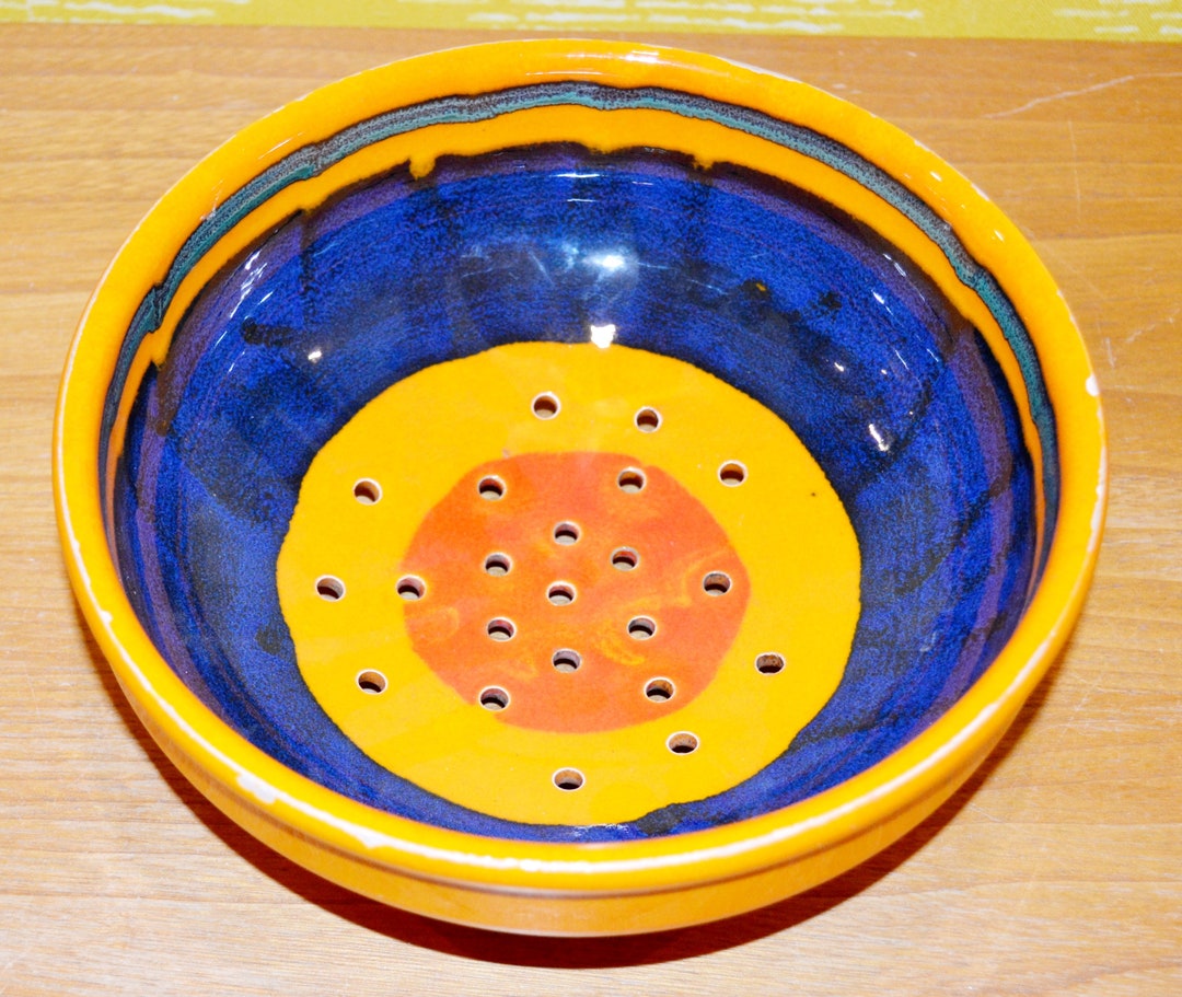 Vintage Drip Screen Ceramic Orange/blue Seventies Shabby Chic - Etsy