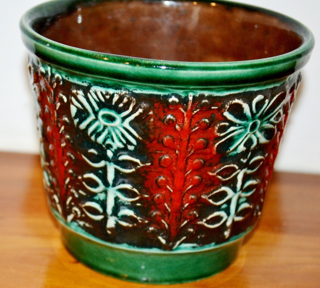Vintage Flower Planter 14cmx14cm 70s Seventies Retro Mid Century Plant ...