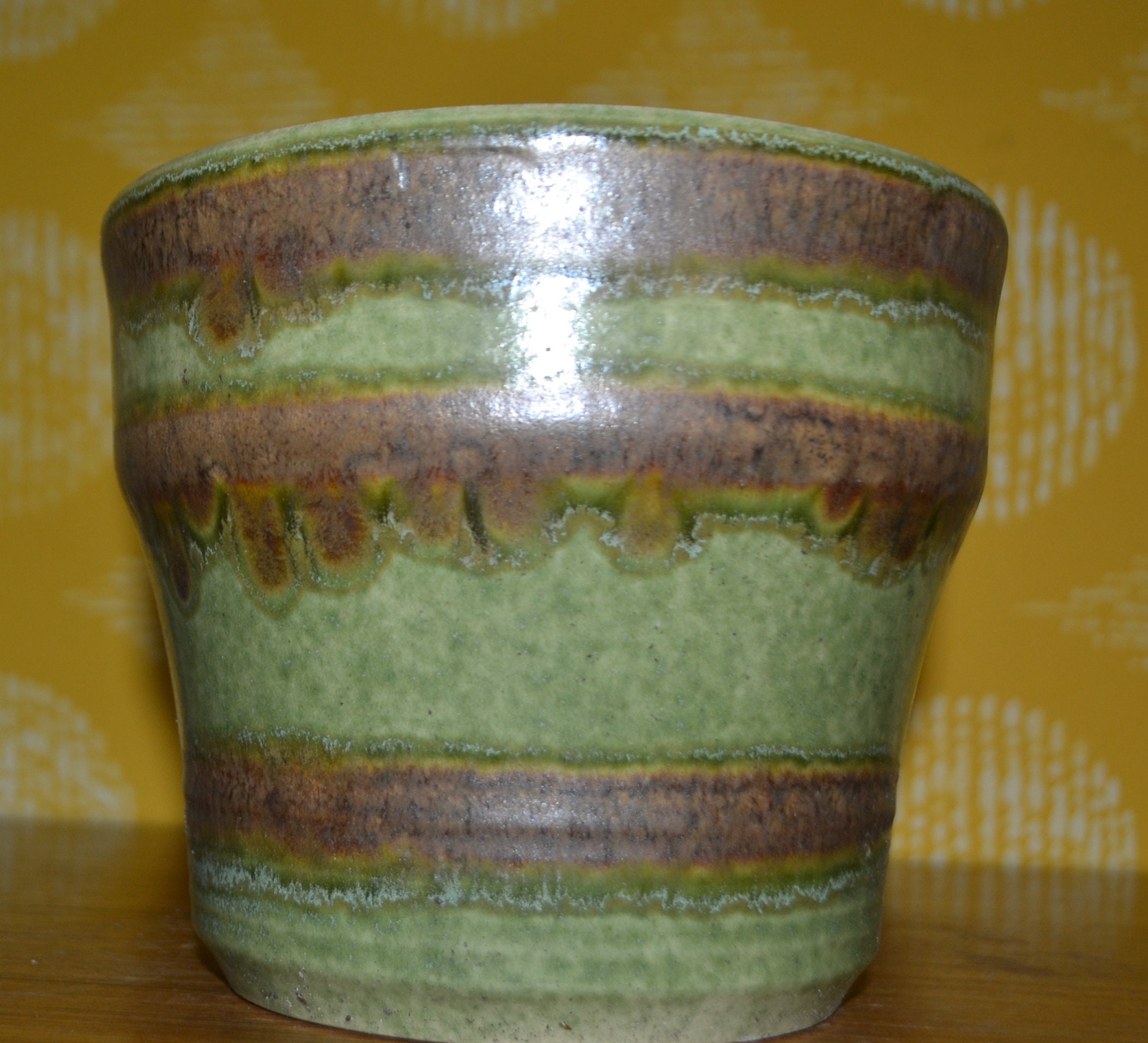 Home & Living Home Décor Vintage Flowerpot 70s Beige Green Seventies ...
