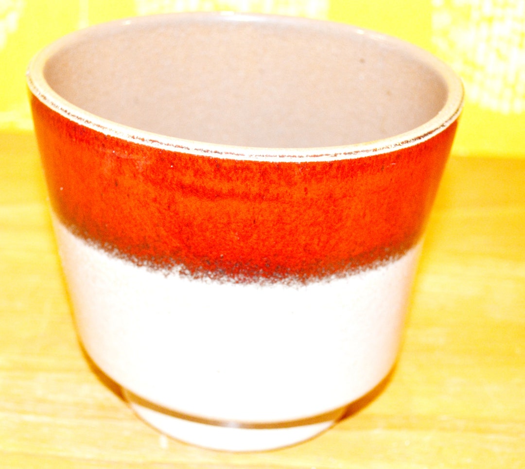 Vintage Flower Pot Plant Pot Red/beige 70s Retro Mid Century Space Age ...