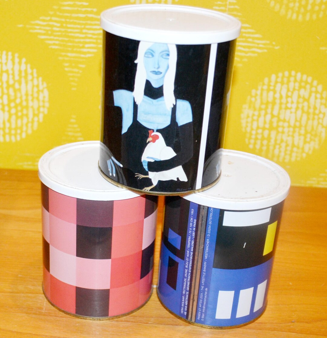 Vintage Tin Cans Set With Artist Motifs PANEM ET ARTES Retro Space Age ...