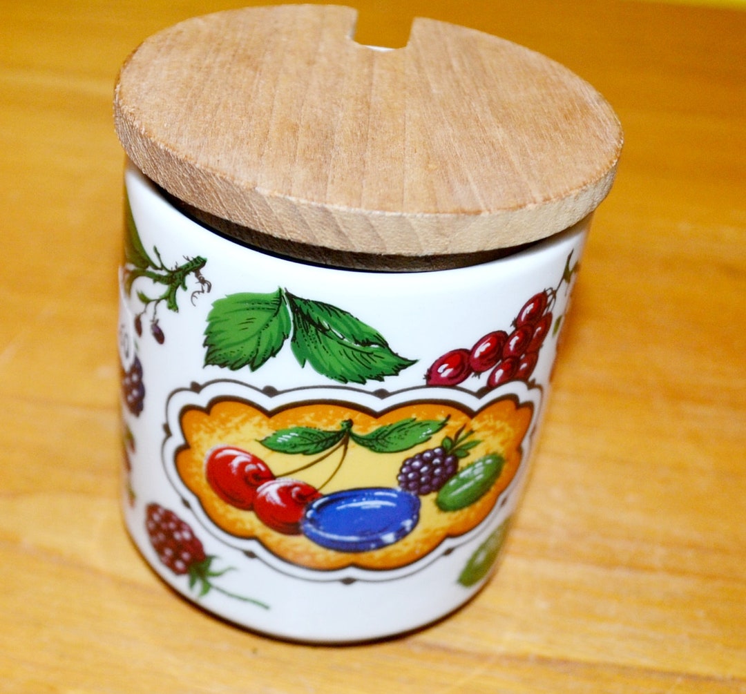 Vintage Ceramic Jam Jar From Rösler White/colorful 70s Retro Mid ...