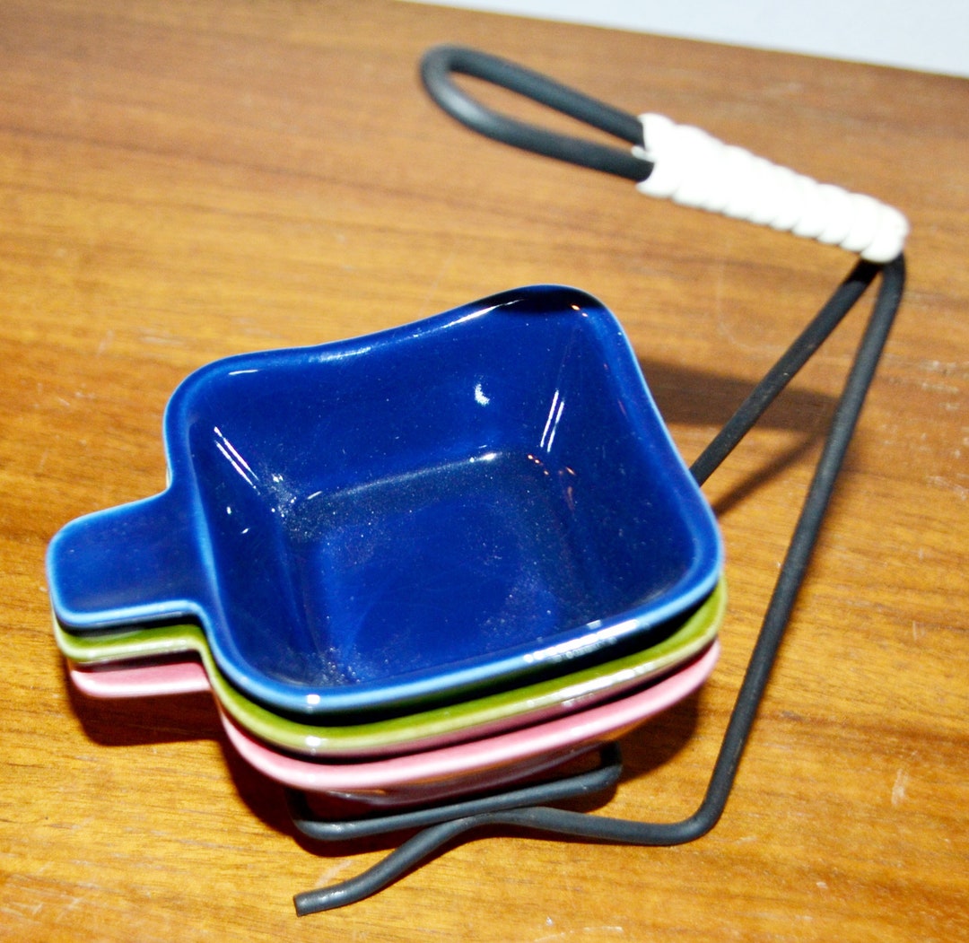 Vintage Ceramic Ashtray Set Colorful With Metal Frame Ashtray 50s Retro ...