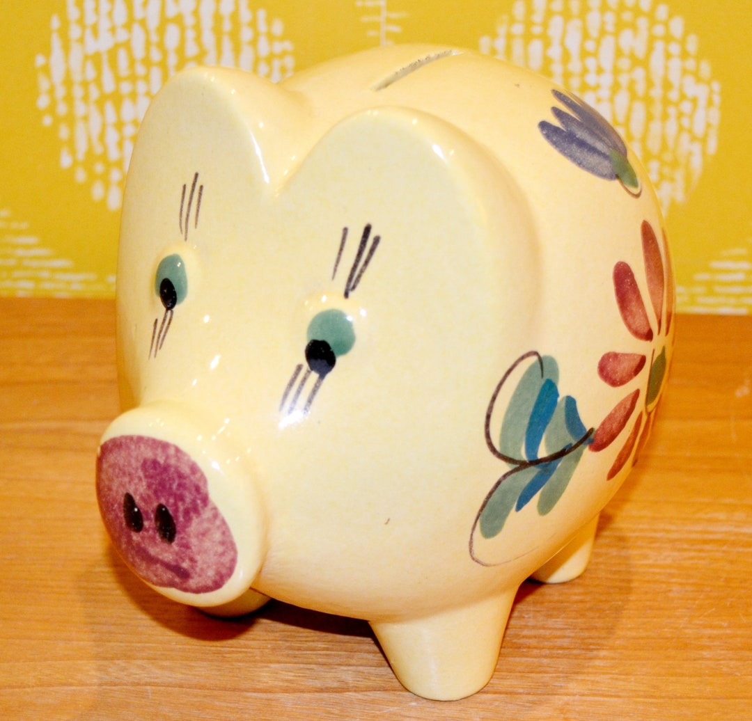 Vintage Money Box Yellow/colorful Ceramic Seventies 70s Mid Century ...