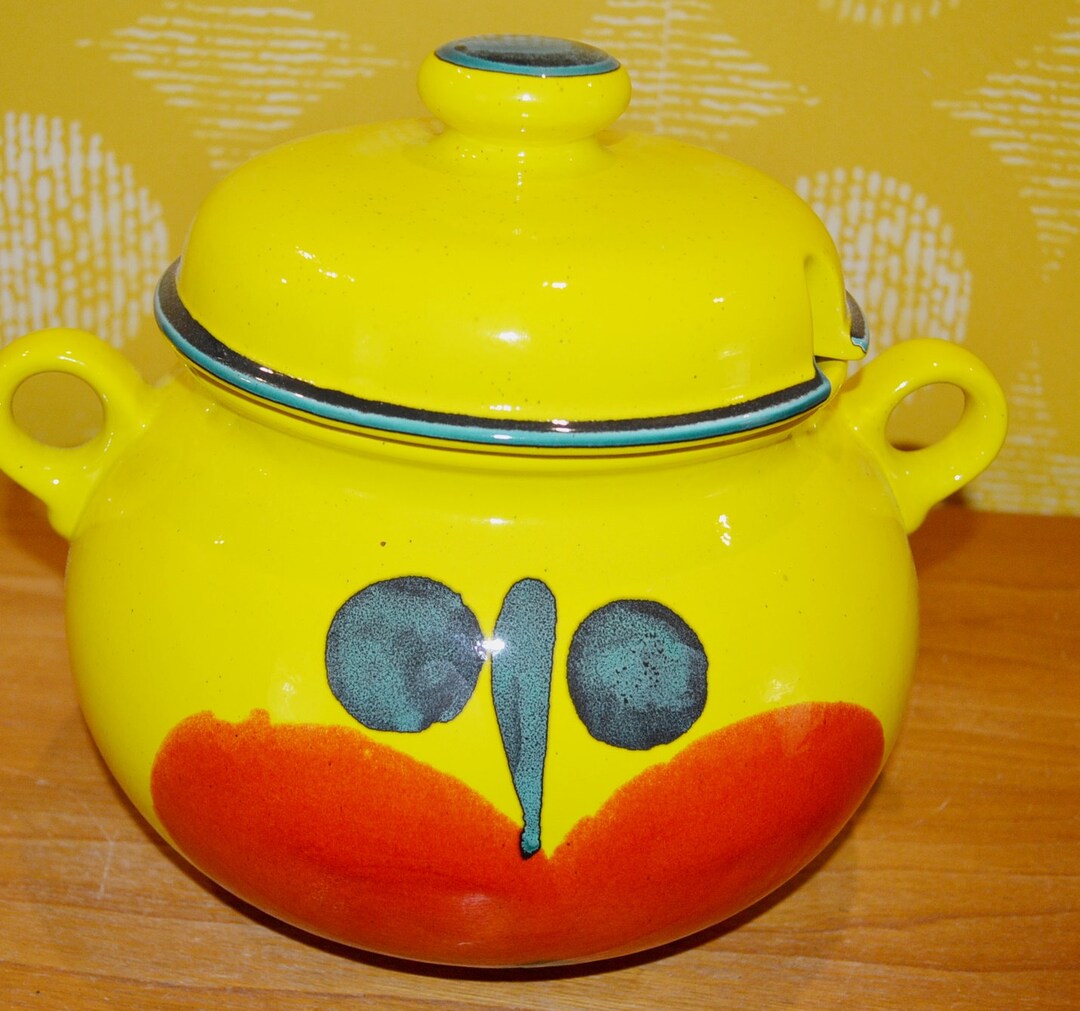 Vintage Ceramic Punch Set Yellow / Red by Wächtersbach / Waechtersbach ...