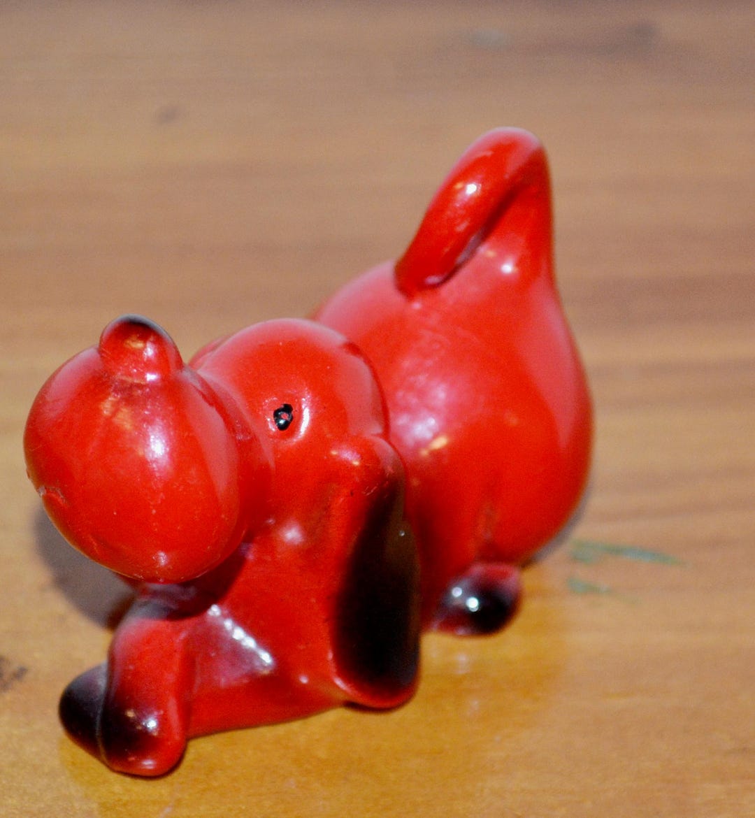 Vintage Ceramic Dog Figurine, Red/black, 1970s. Retro Mid-century ...