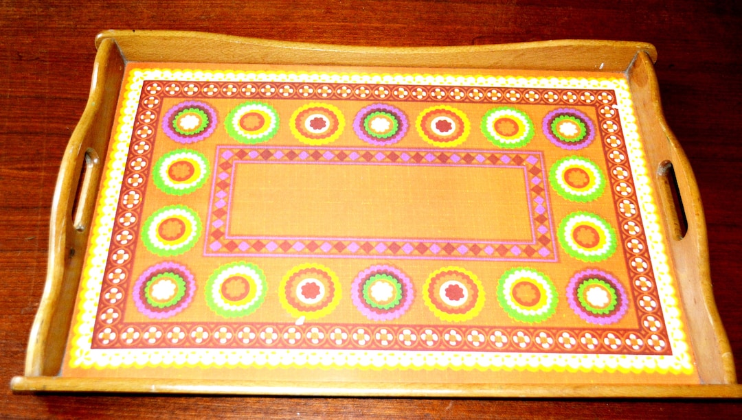 Vintage Wooden Tray With Resopal Plate 50s Retro Mid Century Rockabilly ...