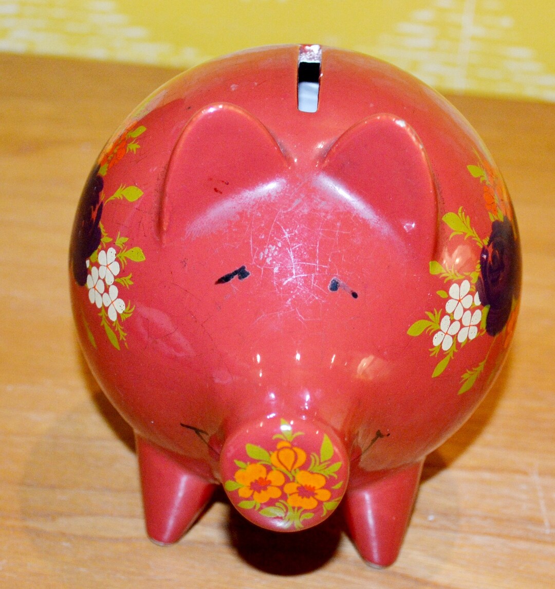 Vintage Red Piggy Bank, 1970s Style, Mid-century Modern, Retro, Shabby ...