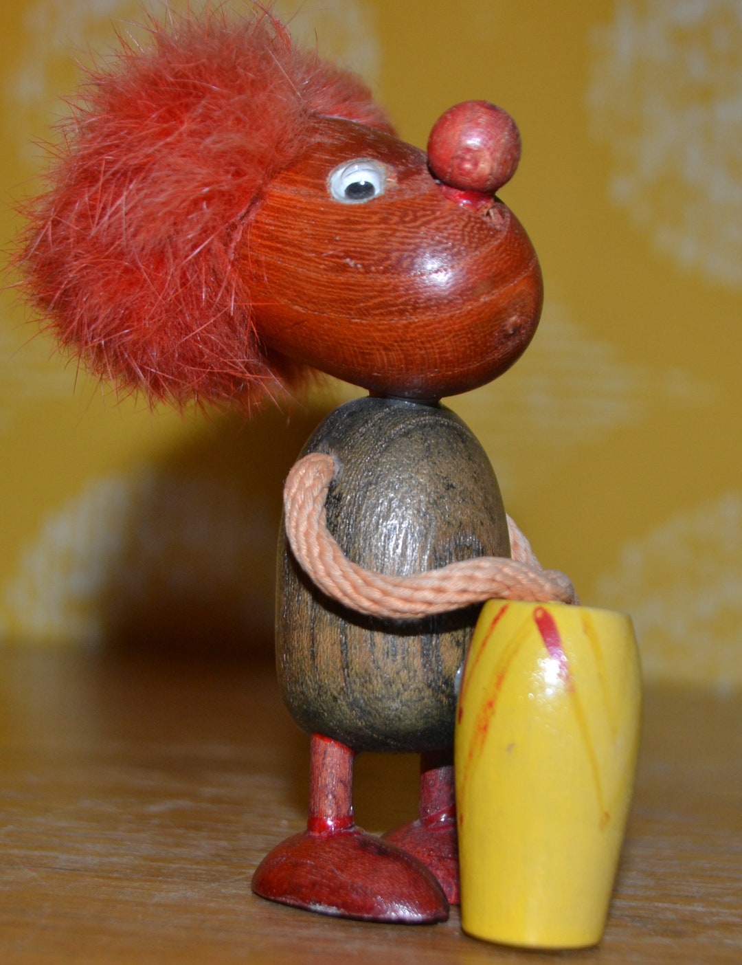 Vintage Wooden Figure Red Drummer 70s Seventies Retro Mid Century ...
