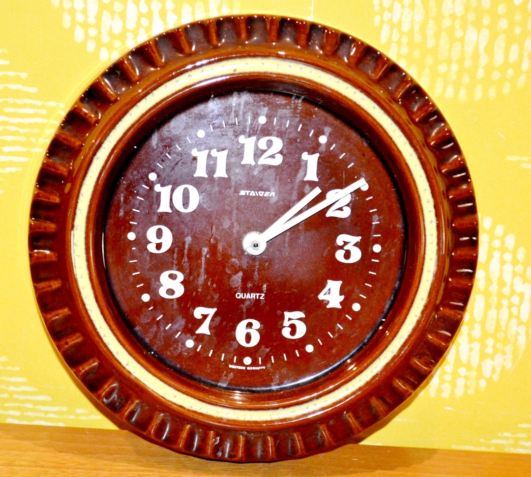 Vintage Ceramic Wall Clock by Staiger Brown/yellow 70s Retro Brown ...