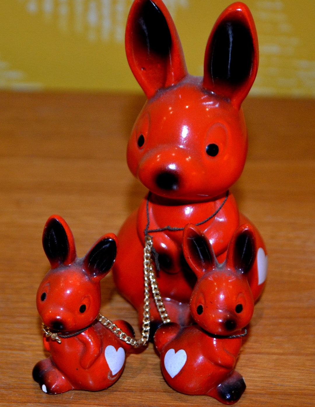 Vintage Figures Rabbit Ceramic Rabbits Seventies 70s.red Retro Mid ...