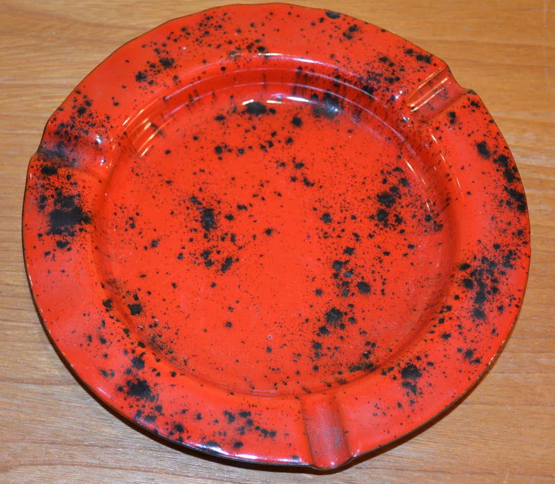 Vintage Ashtray Orange /red 70s Red Shabby Chic Country Style Retro Mid ...