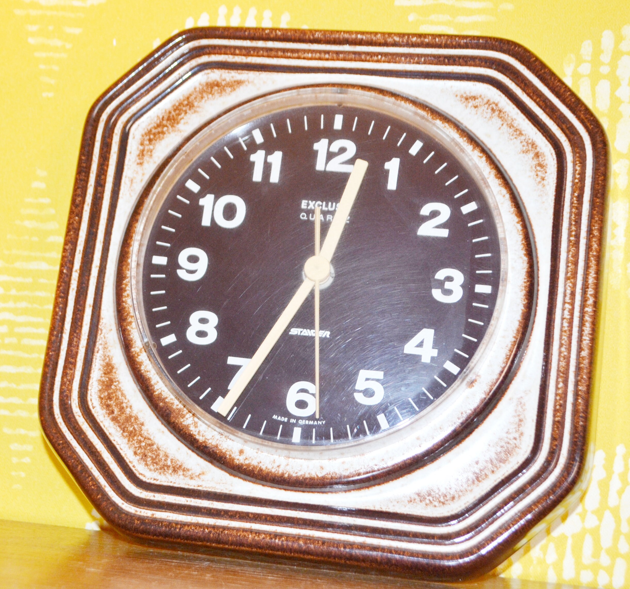 Home & Living Clocks Vintage Ceramic Wall Clock Brown Beige 70s Retro ...