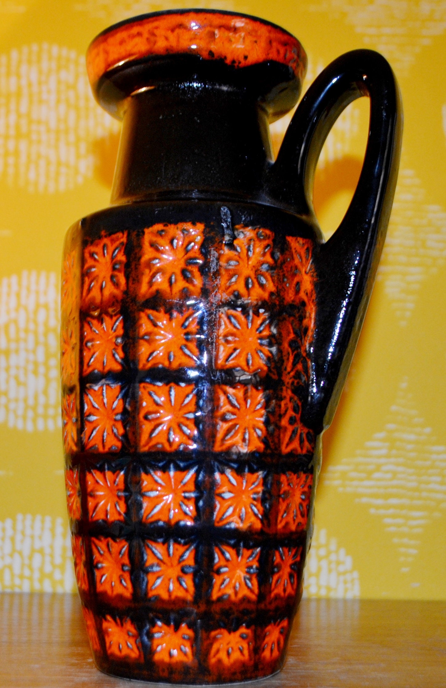 Vintage Ceramic Vase 70s Orange Brown Space Age Mid Century Retro ...