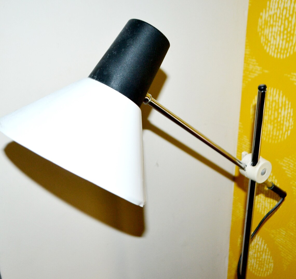 Vintage Studio Floor Lamp White/black/silver Metal 70s Space Age ...