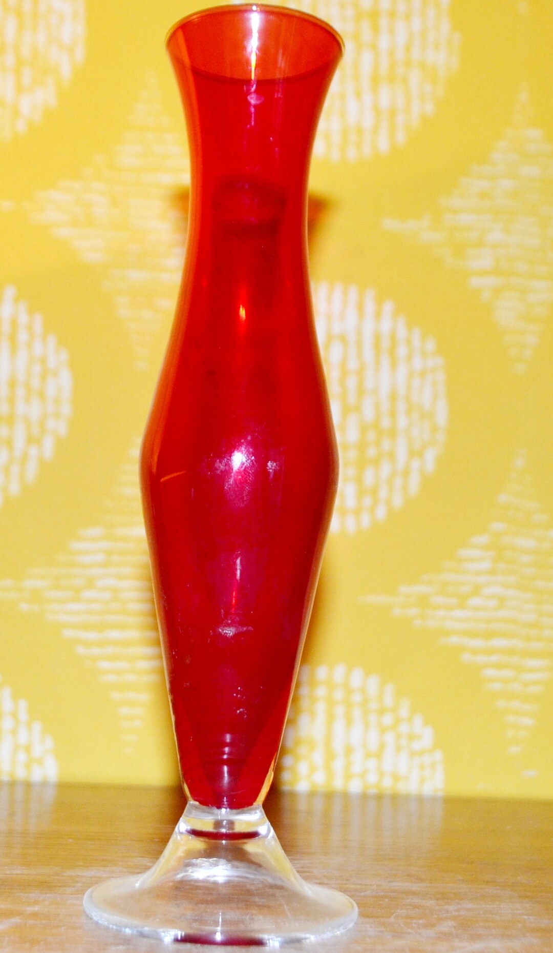 Vintage Glass Vase Red 70s Retro Design Mid Century Space Age Seventies ...
