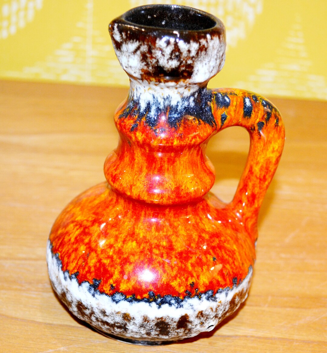 Vintage Ceramic Vase Orange 70s Seventies Retro Design Mid Century ...