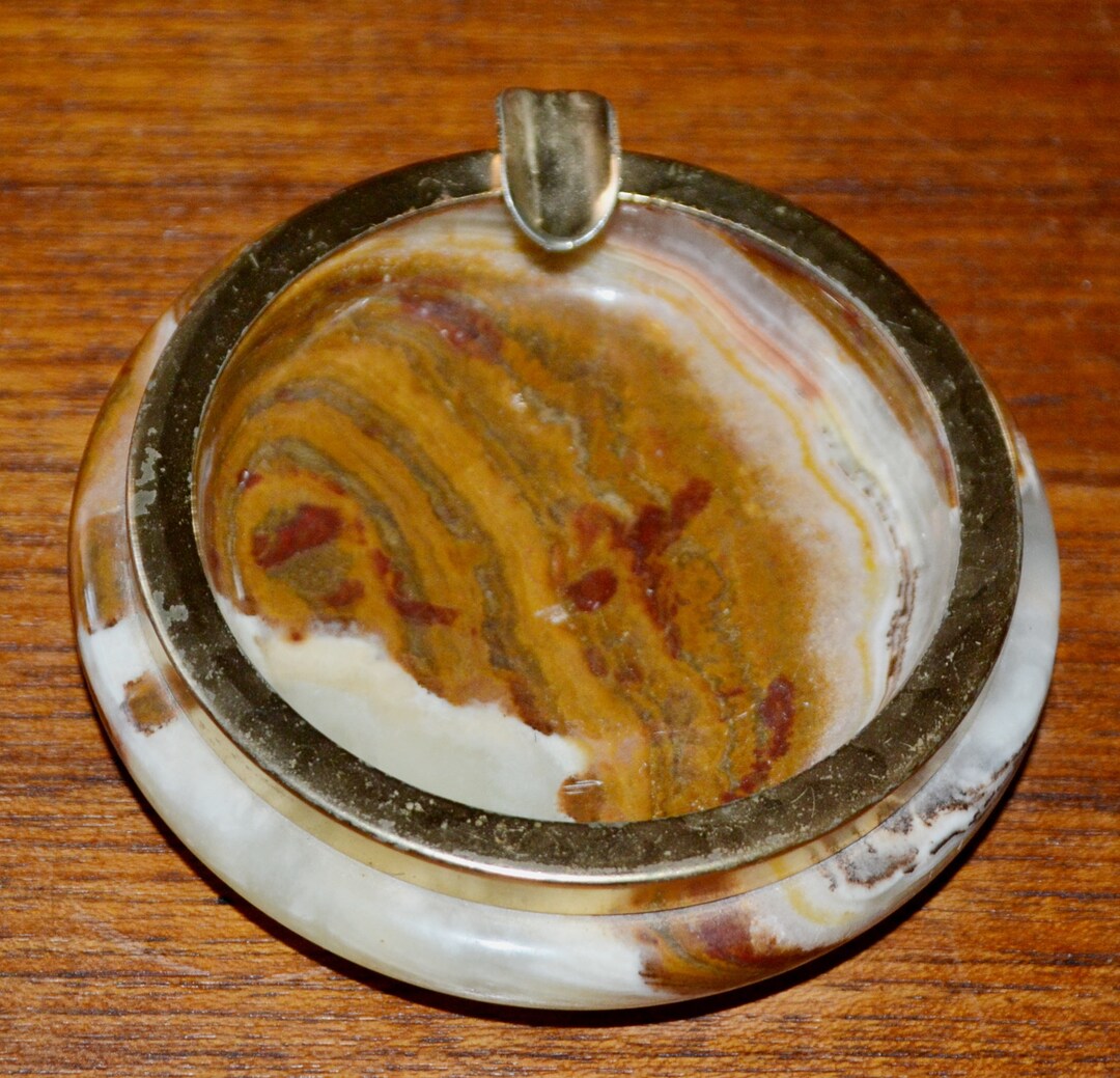 Vintage Ashtray Marble Brown /white 70s Ashtray Retro Mid Century Space ...